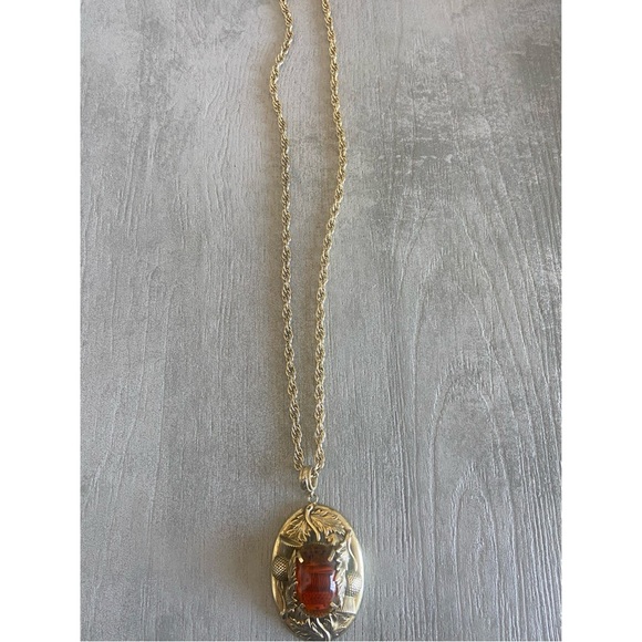 Whiting & Davis | Jewelry | Large Vintage Whiting Davis Amber Stone ...